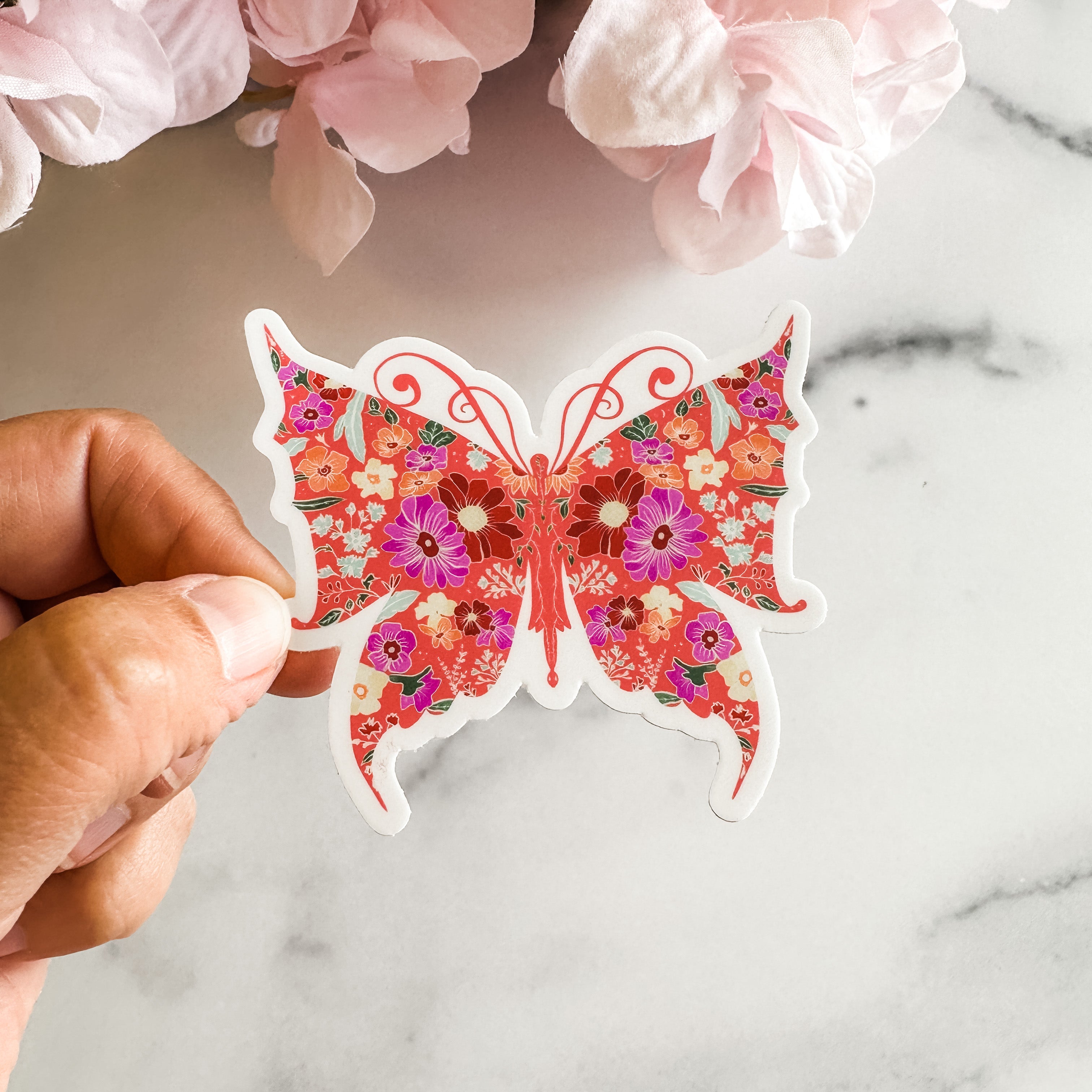 Floral Butterfly Pink Sticker Decal – Wildflower Paper Company