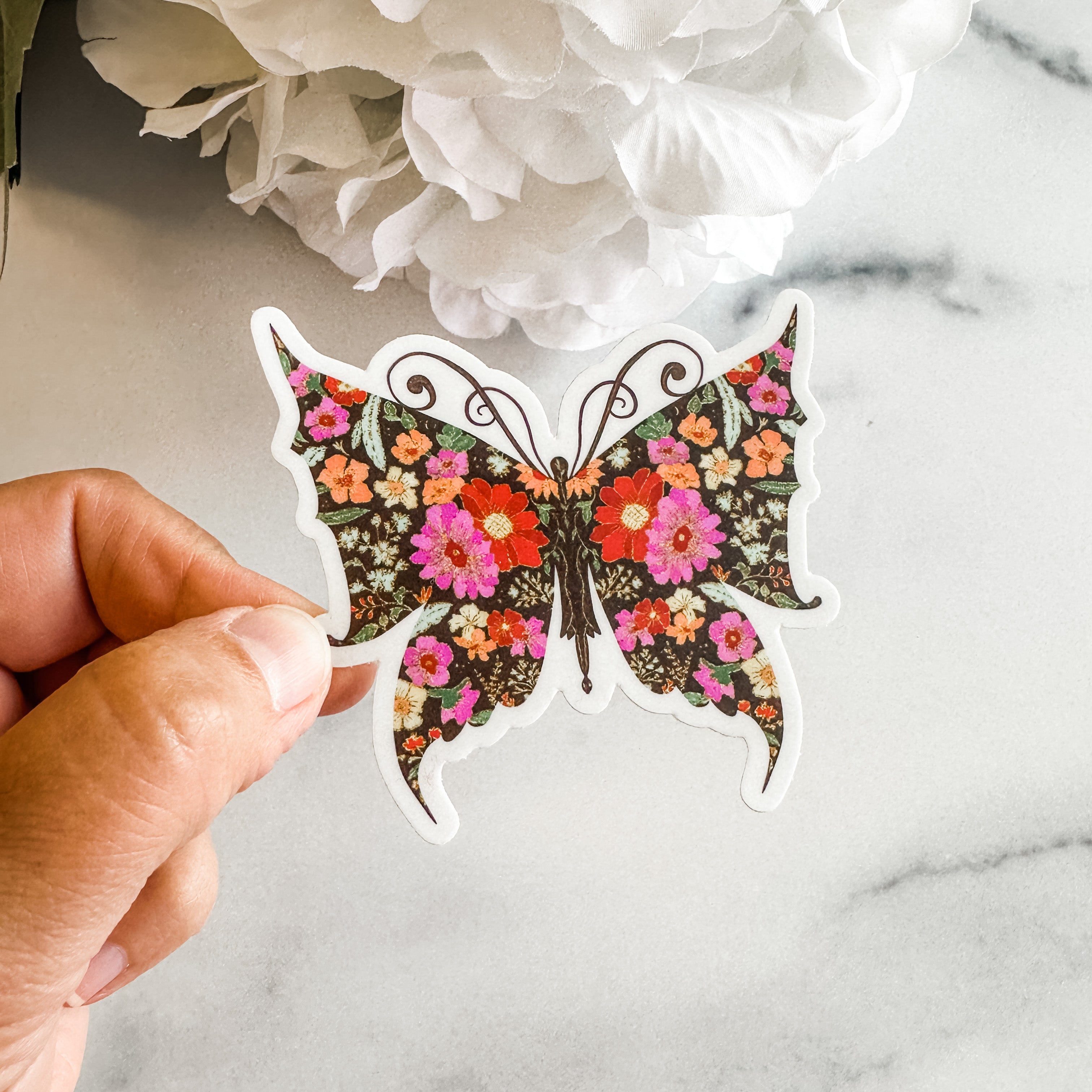 Floral Butterfly Black Purple Red Sticker Decal – Wildflower Paper Company