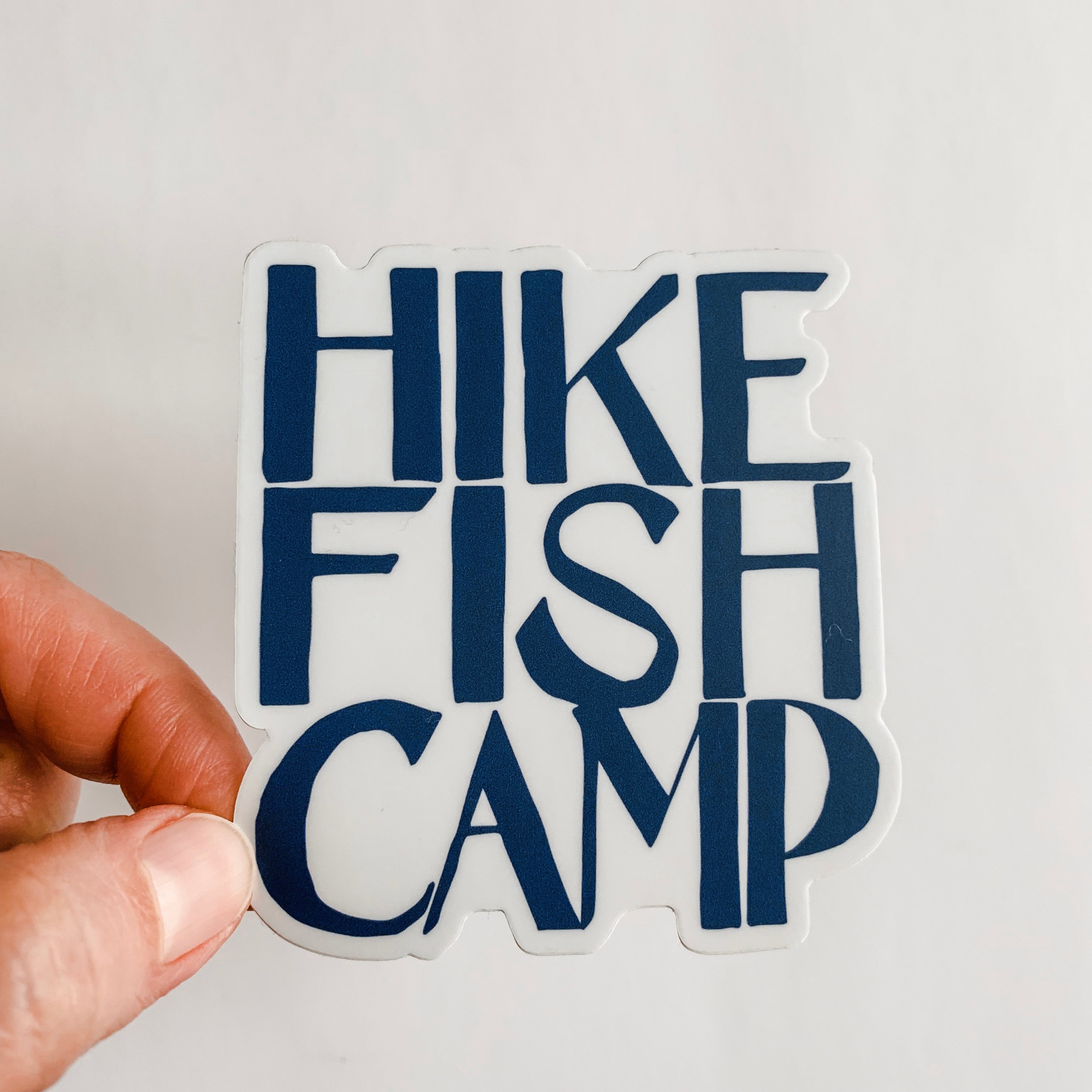 Hike Fish Camp Blue Sticker Decal – Wildflower Paper Company