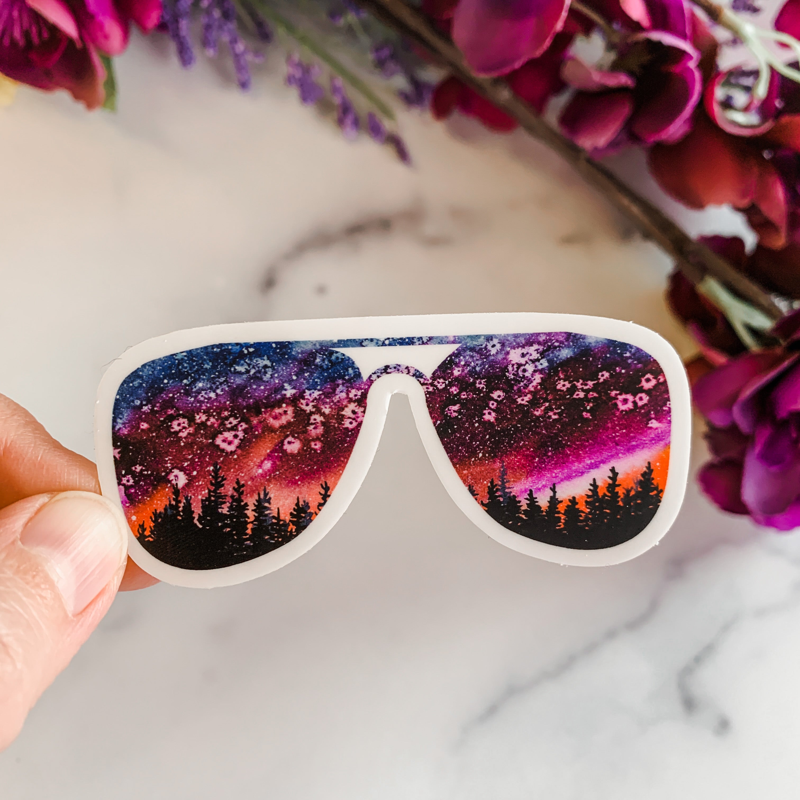 Sunglasses Night Sky Watercolor Sticker Decal – Wildflower Paper Company